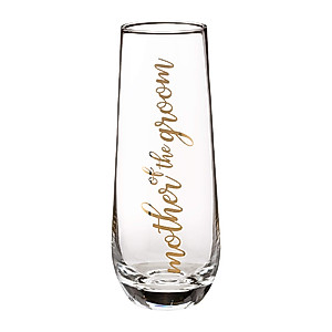 Lillian Rose Mother of Groom Stemless Champagne Wedding Toasting Glass, 1 Count (Pack of 1), Clear