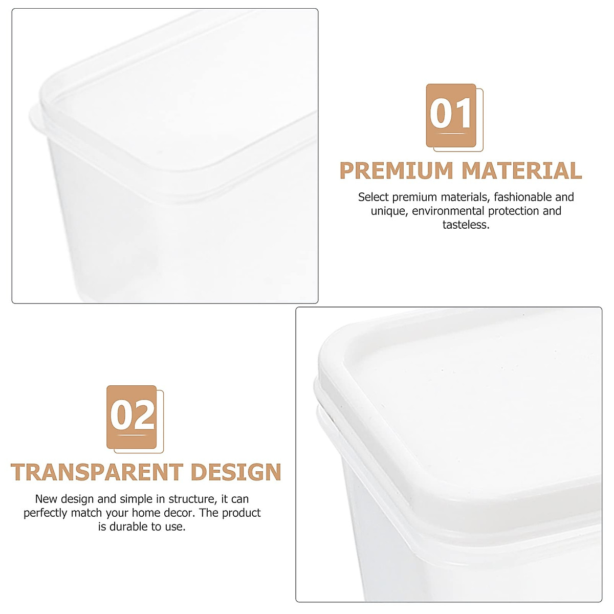 Zerodeko 3pcs Transparent Noodle Box Pp Crisper Flour