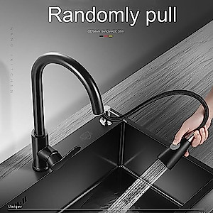 Kitchen Single Bowl Household Sink, Integrated Sink with Pull-Out Tap, Telescopic Drain Basket (Color : D, Size : 68 * 45cm)