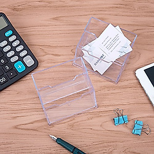 Hamosky Business Card Case Holder, 2 Tier Clear Business Card Holder Display, Plastic Business Card Stand Business Card Organizer for Office(1 Pack)