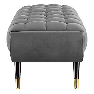 Modway Adept 47.5" Performance Velvet Bench in Gray, 47.5 Inches