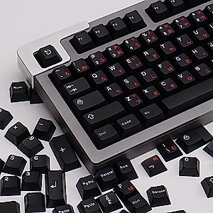 Tirpleshot Minimalist Black Keycaps Cherry Profile Japanese Keycap Set for Mechanical Keyboard 61/87/104/104 Cherry Mx Switches