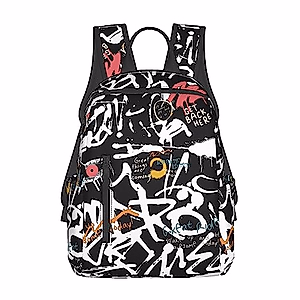 ZREXUO Graffiti Backpack Bookbags Daypack Supplies,Graffiti Art Laptop Bookbag Shoulder Bag Travel Sports for Men Women