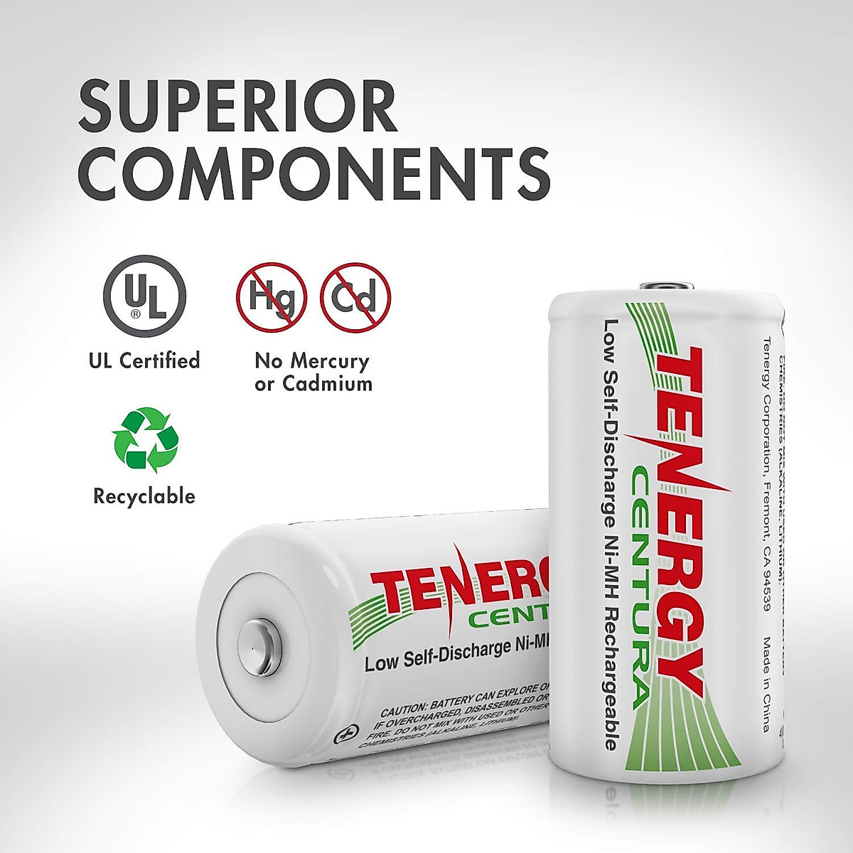 Tenergy Centura Low Self Discharge 8 Pack NiMH Rechargeable Battery Combo, Includes 4xC 4xD Rechargeable Batteries,