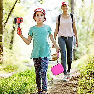 Kids Camera Case for VTech KidiZoom Creator Cam HD Video Camera/ for KODAK Printomatic Digital Instant Print Cameras Toys, Carrying Storage Organizer Bag Also Holds Tripod Accessories(Box Only)-Pink