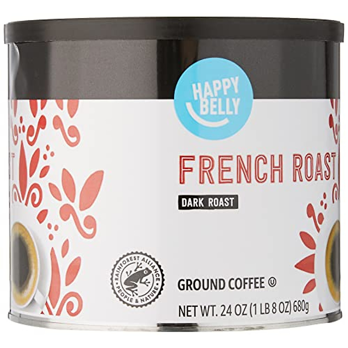 Amazon Brand - Happy Belly French Roast Canister Coffee, Dark Roast, 24 Ounce