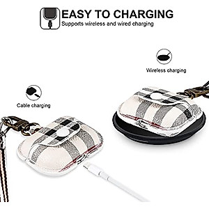 Airpod Pro Case,HEJITAI Leather Airpods Pro Case Cover with Keychain,Airpod Pro Cute Case for Women Men Girl,iPod Pro Case Compatible with Apple AirPods Pro (2019) (White)