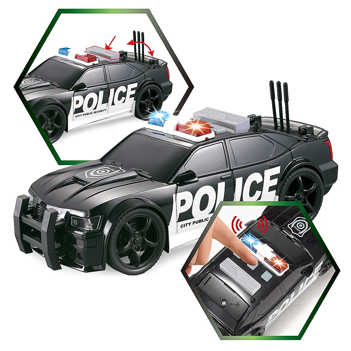JOYIN Police Camp Toy Set of Friction Powered Police Car, Realistic Military Camp Tent and Policemen Action Figures, Police Vehicle with Light and Sound Siren for Over 3 Years Old Boys