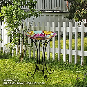 Alpine Corporation KPP160 Birdbath Metal Stand, 25 Inch Tall, 18"L x 18"W x 23"H, Black
