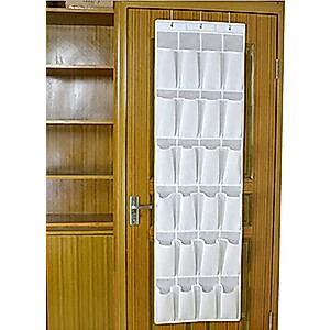 24 Pockets Shoe Organizer Over the Door Wall Mounted Hanging Storage Bags Tidy Closet Home Bedroom Space Saver Caddy Organiser Rack Shelf Holders Household Wardrobe Accessory