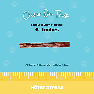 hotspot pets Beef Gullet Sticks for Dogs 6" - All Natural Grass-Fed Beef Dog Chews, Rich in Glucosamine Chondroitin for Joint Health, Single Ingredient No Rawhide Dog Treats