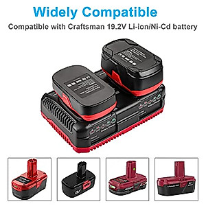 ANTRobut 2Pack 6.0Ah Replacement Craftsman 19.2 Volt Lithium Battery and Dual Battery Charger 140152004 for Craftsman Battery DieHard C3 XCP 130279005 1323903 130211004 11375 11376 315.113753