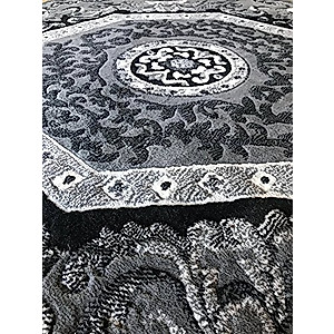 Carpet King Traditional Persian Oriental Octagon Area Rug Grey Black Silver Gray Design 101 (4 Feet X 4 Feet)