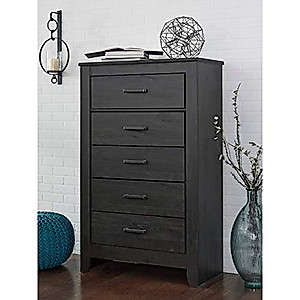 Signature Design by Ashley Brinxton Contemporary 5 Drawer Chest, Almost Black