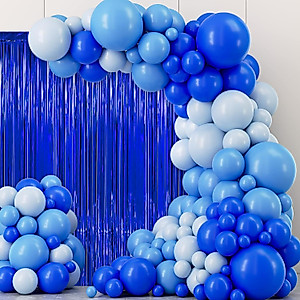 Blue Foil Fringe Curtain Tinsel Backdrop for Party, Foil Fringe Curtains for Birthday Graduation Paw Patrol Birthday Party Backdrop Decorations, 2 Pack 3.2X 8.2ft