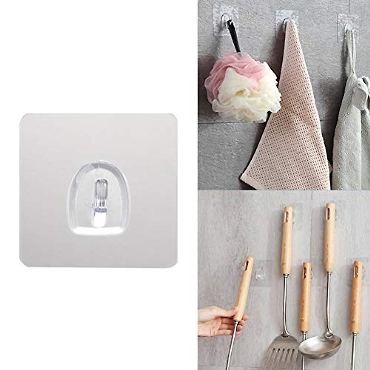 5 Pcs Adhesive Hooks,Adhesive Wall Hooks Nail Free Heavy Duty Hooks Robe Hooks Towel Stands Office Strong Sticky Wall Hook, Bathroom Toilet Kitchen Bath Towel Hooks