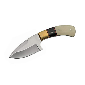 Szco Supplies 7" Full-Tang Bone/Horn Handle Hunting Skinning Knife with Sheath,white/black