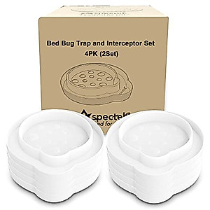 ASPECTEK Bed Bug Trap, Bed Bug Interceptor-Pack of 8. Insect Trap, Safe Eco Friendly, Bed Bug Eliminator (White)