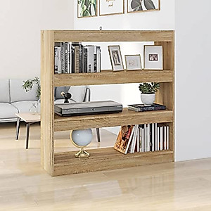 Bookcase, Independent Bookshelf Storage Display Cabinet, Suitable for Living Room, Bedroom, Corridor, Study,Book Cabinet/Room Divider Sonoma Oak 39.4"x11.8"x40.6"