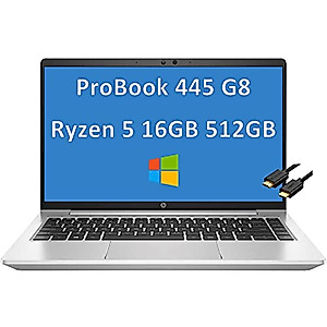 HP Latest ProBook 445 G8 14" FHD 1080p IPS Business Laptop (AMD Hexa-Core Ryzen 5-5600U (Beats i7-10750H), 16GB RAM, 512GB PCIe SSD) Backlit, Type-C, Webcam, HDMI Cable, Windows 10 Pro