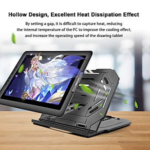 Frunsi Drawing Tablet Stand, Laptop Stand, Foldable Stand for Tablet Display, 9 Levels Adjustable Angles with a Built-in Phone Holder, for 12-17 inch Drawing Tablet, Smartphones