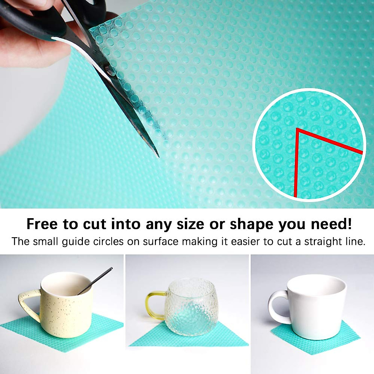 SITAKE 12 Pcs Refrigerator Mats, Washable Can Be Cut Fridge Pads, Waterproof Non-Slip Shelf Liners for Cabinets, Wardrobes, Drawers, Bookshelves, Tables, 17.7” x 11.4”