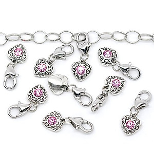 Sexy Sparkles Clip-on Birthstone Rhinestone Heart Charms