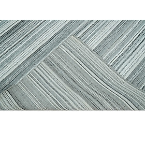 Artisan's Arc Striped Flatwoven Scandinavian Hand Made Blended Wool Area Rug, White, Silver and Gray, 8X10 | KE3810