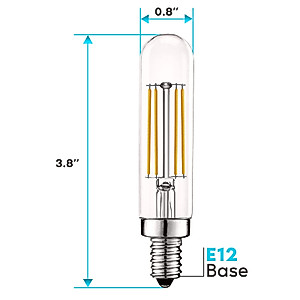 LUXRITE Vintage E12 LED Bulb 60W Equivalent, T6 T6.5, 3000K (Soft White), 500 Lumens, Dimmable Candelabra LED Tube Bulbs 5W, Clear Glass, Edison Filament Tubular Light Bulb, UL Listed (6 Pack)