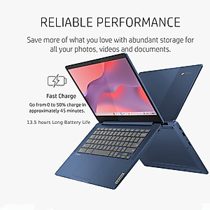 Lenovo 14'' FHD Touchscreen Slim 3 Chromebook Laptop for Business Student, 8-Core MediaTek Kompanio 520, 4GB RAM, 64GB eMMC, 256GB Micro SD Card, Wi-Fi6, Long-Battery Life, Chrome OS