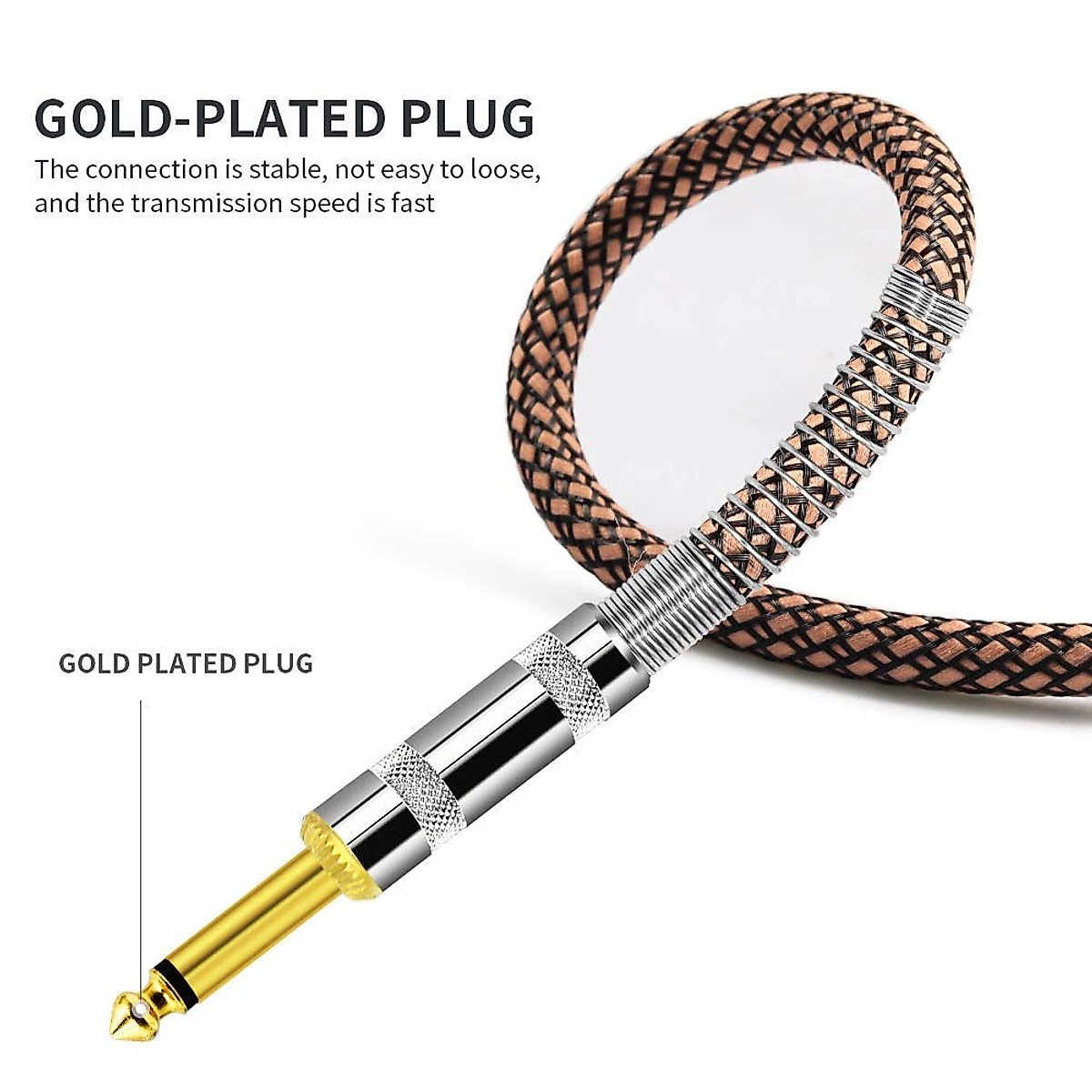 Disino Guitar Cable,1/4 Inch TS Right Angle to Straight Guitar Instrument Cord for Electric Guitar,Bass Guitar, Pro Audio - 6 Feet,Yellow