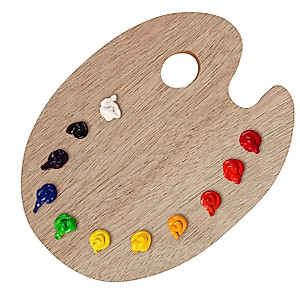 U.S. Art Supply 11.8" X 19.8" Extra Large Wooden Oval-Shaped Artist Painting Palette with Thumb Hole - Wood Paint Color Mixing Tray - Easy Clean, Mix Acrylic, Oil, Watercolor