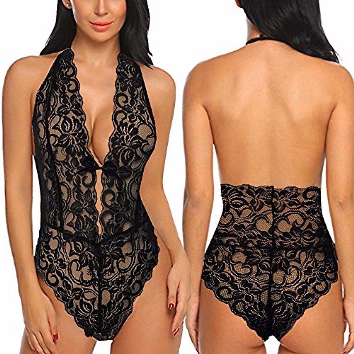 BEUU Bodysuit Snap Crotch One Piece Teddy Mew Year Women Lengerie Sexy Sets