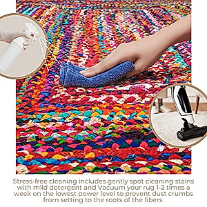 RAJRANG BRINGING RAJASTHAN TO YOU Large Chindi Rag Rug Braided Cotton Reversible Rugs (Multicolor, Rectangle, 4x6 Feet)