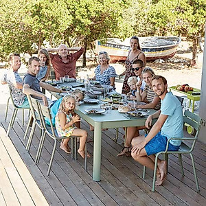 Fermob - Luxembourg Side Chair - Set of 2 - Aluminum Outdoor Chairs for Garden & Patio - Stackable, Lightweight, & Comfortable - (Acapulco Blue)