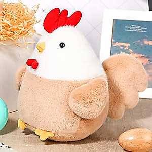 Skylety Chicken Stuffed Plush 8.6 Inch Cute Rooster Plushie Chicken Stuffed Animal Fluffy Stuffed Animals Toys Chicken Presents for Graduation Most People(Cute Style)