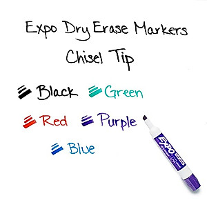 EXPO Low Odor Dry Erase Marker | Chisel Tip Markers | Whiteboard Markers, Assorted, 36 Count