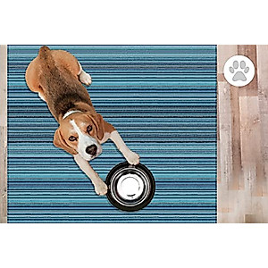 FH Home Outdoor Camping Rug - Waterproof, Fade Resistant, Reversible - Premium Recycled Plastic - Striped - Large Patio, Deck, Sunroom, RV - Havana - Turquoise - 9 x 12 ft Foldable