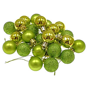 ALIMITOPIA 24pcs Christmas Ball Baubles 1.2 inches Shatterproof Plastic Hanging Balls Pendant for Xmas Tree Decoration (Tiny Size;Lime Green)