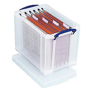 Really Useful Box 19 Liter Plastic Stackable Storage Container w/Snap Lid & Built-In Clip Lock Handles for Home & Office Organization, Clear (2 Pack)