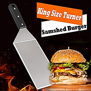 Leonyo 9 PCS Griddle Grill Accessories, Stainless Steel BBQ Metal Spatulas Set, Grilling Tools Kit for Barbecue Flat Top Cast Iron Hamburger Cooking Camping Indoor & Outdoor