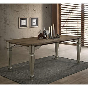 Roundhill Furniture Breda 7-Piece Wood Dining Set, Antique Gray and Dark Oak