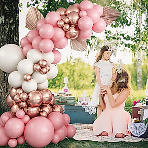 Pink Balloon Garland Arch Kit, Sakura Pink Sand White and Metallic Rose Gold Latex Balloons for Baby Shower Wedding Birthday Graduation Anniversary Bachelorette Party Decorations