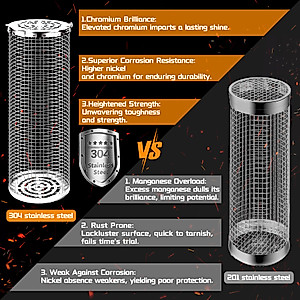 Rolling Grilling Baskets Outdoor Accessories Stainless Steel Cylinder Tubes Vegetable Cage Veggie Grill Bbq Basket Nets Veggies Barbecue Round Net Cylinders Barbeque Kabob Fish Meat Gear Gift （2pcs）