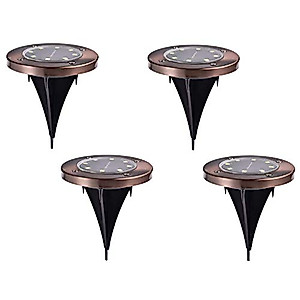 Solar Ground Lights 8 LED Disk Light Solar Powered Outdoor in-Ground Lights for Garden Driveways Lawn Yard Driveway Walkway Pool Patio Deck Pathway,6 Pack,White,Copper/Bronze Finish