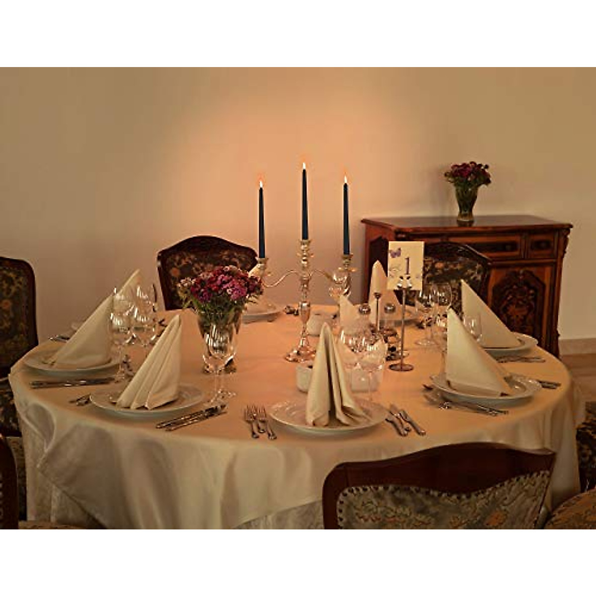 12 Pack Tall Taper Candles - 10 Inch Black Dripless, Unscented Dinner Candle - Paraffin Wax with Cotton Wicks - 8 Hour Burn Time