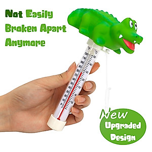 XY-WQ Floating Pool Thermometer, Large Size Easy Read for Water Temperature with String - Swimming Pools, Spas, Hot Tubs, Ponds (Alligator)