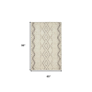 8' X 10' Ivory Taupe And Gray Wool Geometric Tufted Handmade Stain Resistant Area Rug