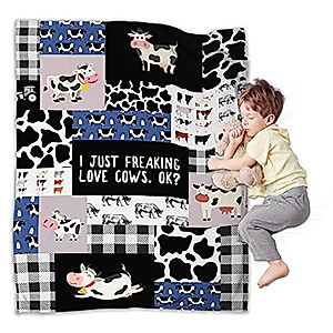 Farm Cow ​Blanket Cow Print Blanket Farm Animal Cow Blanket Cow Decor Soft Throw Blankets Lightweight Warm Flannel Fleece Blanket for Kids Adults for Bed Sofa Travel Couch 50"X40"
