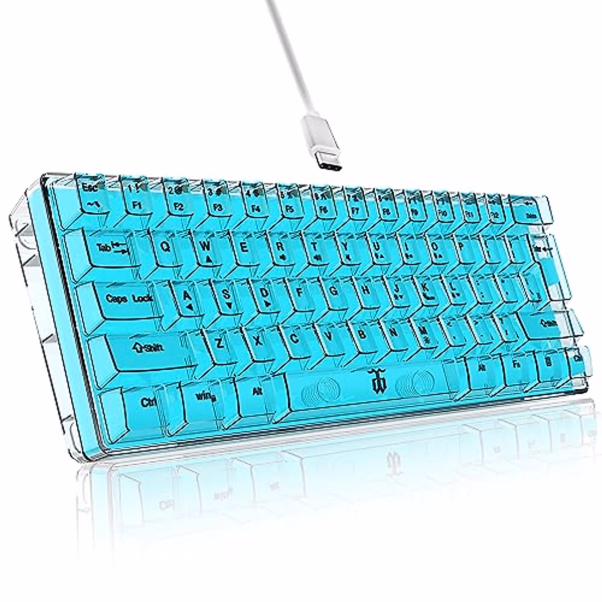 Snpurdiri 60% Wired Gaming Keyboard, RGB Backlit Ultra-Compact Mini Keyboard, Waterproof Small Compact Transparent Keycaps for PC/Mac Gamer(White Transparent)